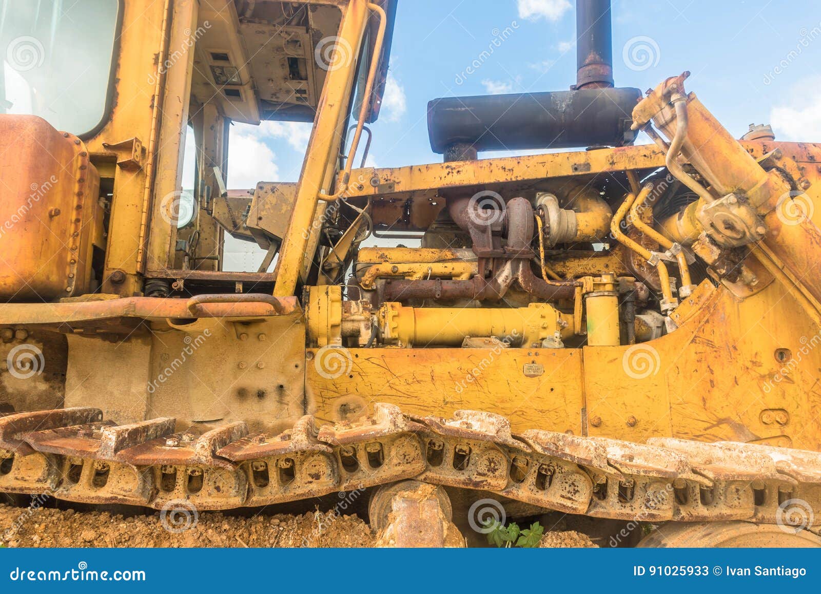 Large Abandoned Construction Tractor Stock Image - Image of ...