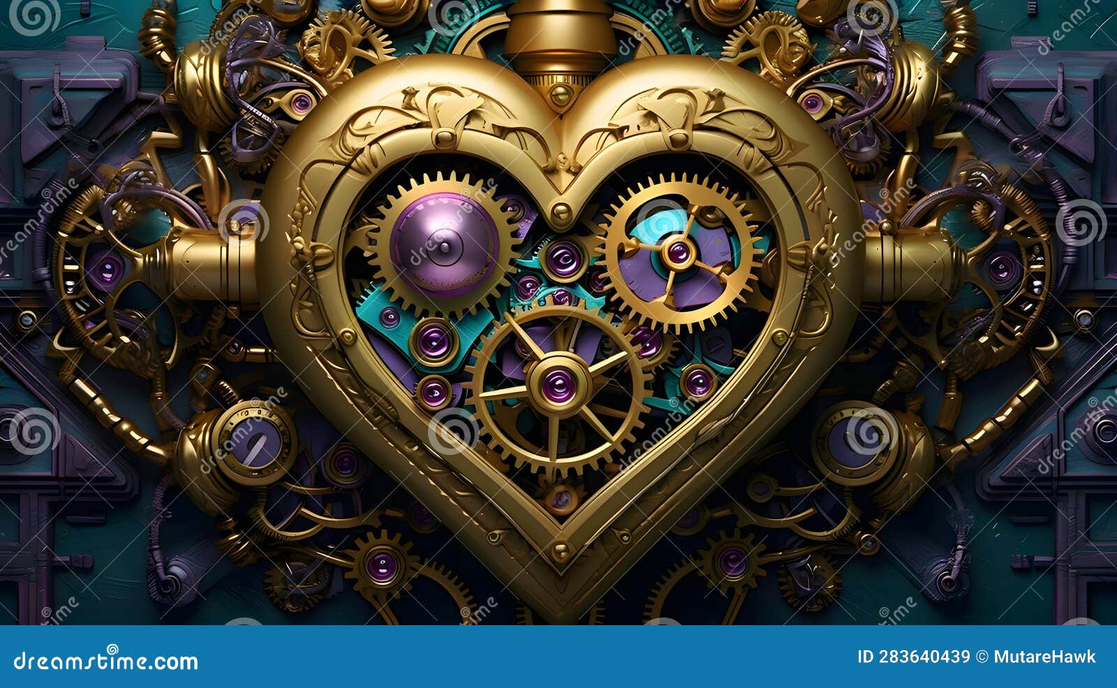 A Large Abstract Heart in the Form of Mechanical Wheels Stock Vector ...