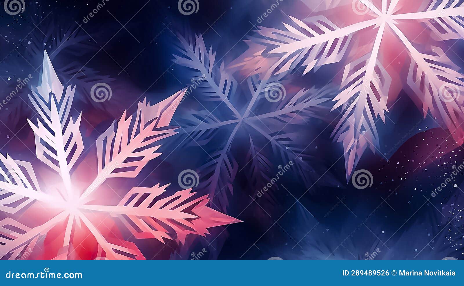 Large Abstract Multicolored Snowflakes of Complex Geometric Shape on a ...