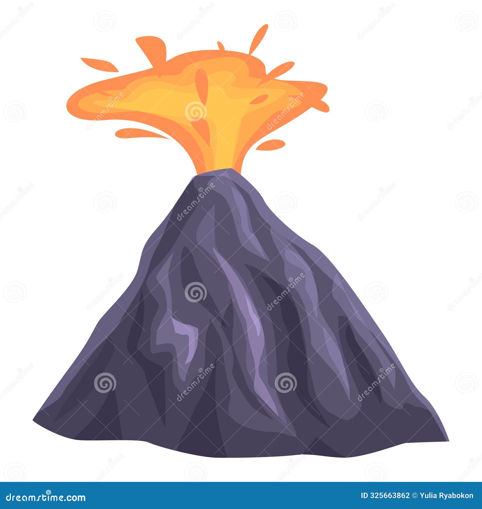 Large Active Volcano Erupting with Molten Lava Stock Vector ...