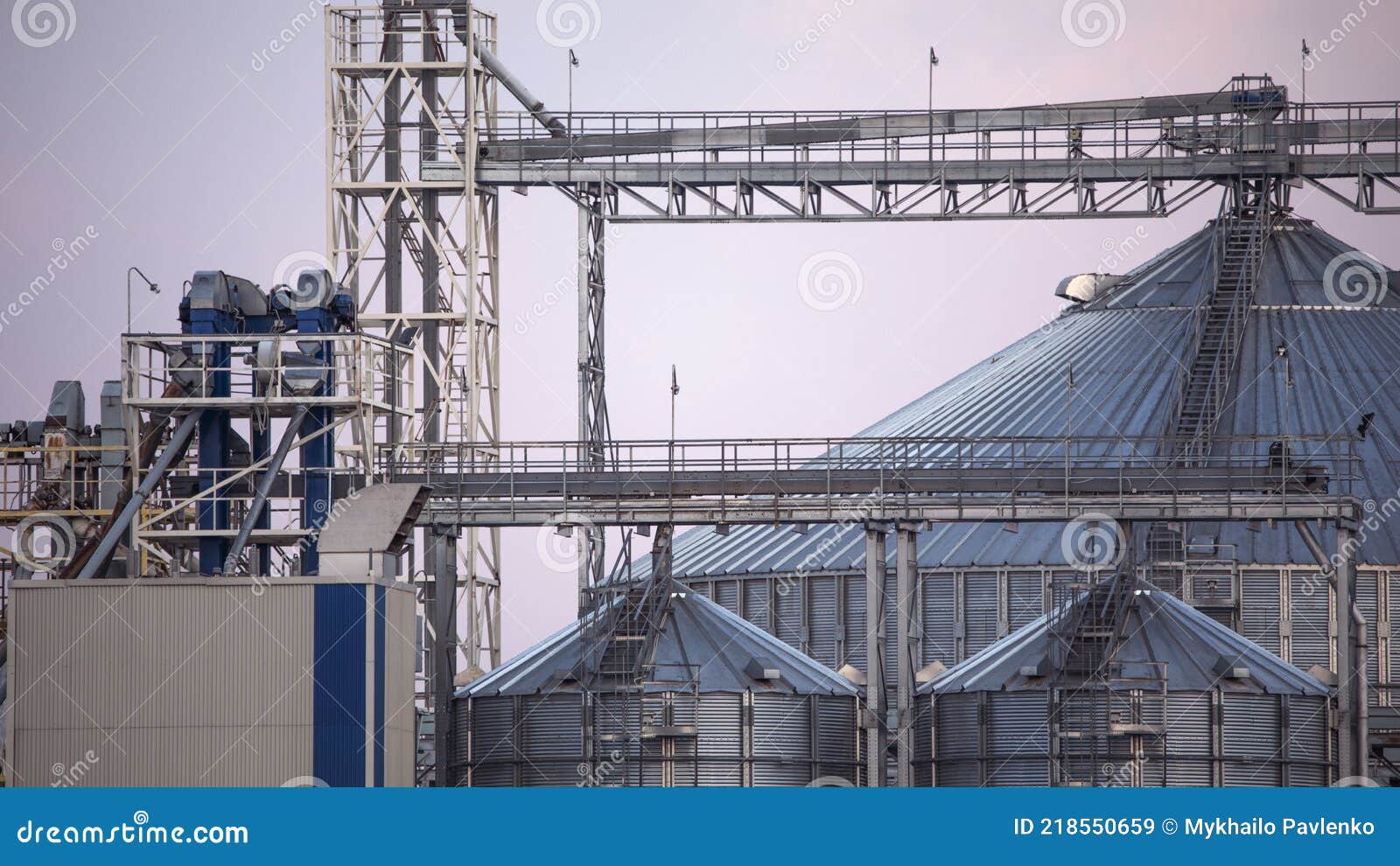 Large Agricultural Grain Processing Plant at Sunset Stock Image - Image ...
