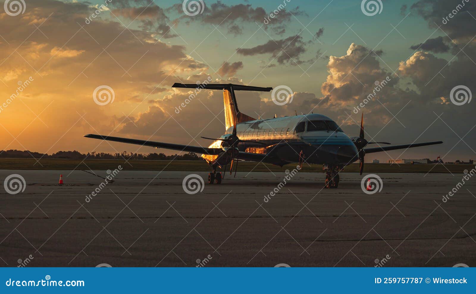 Large Aircraft in the Airport at Sunset Stock Image - Image of aviation ...