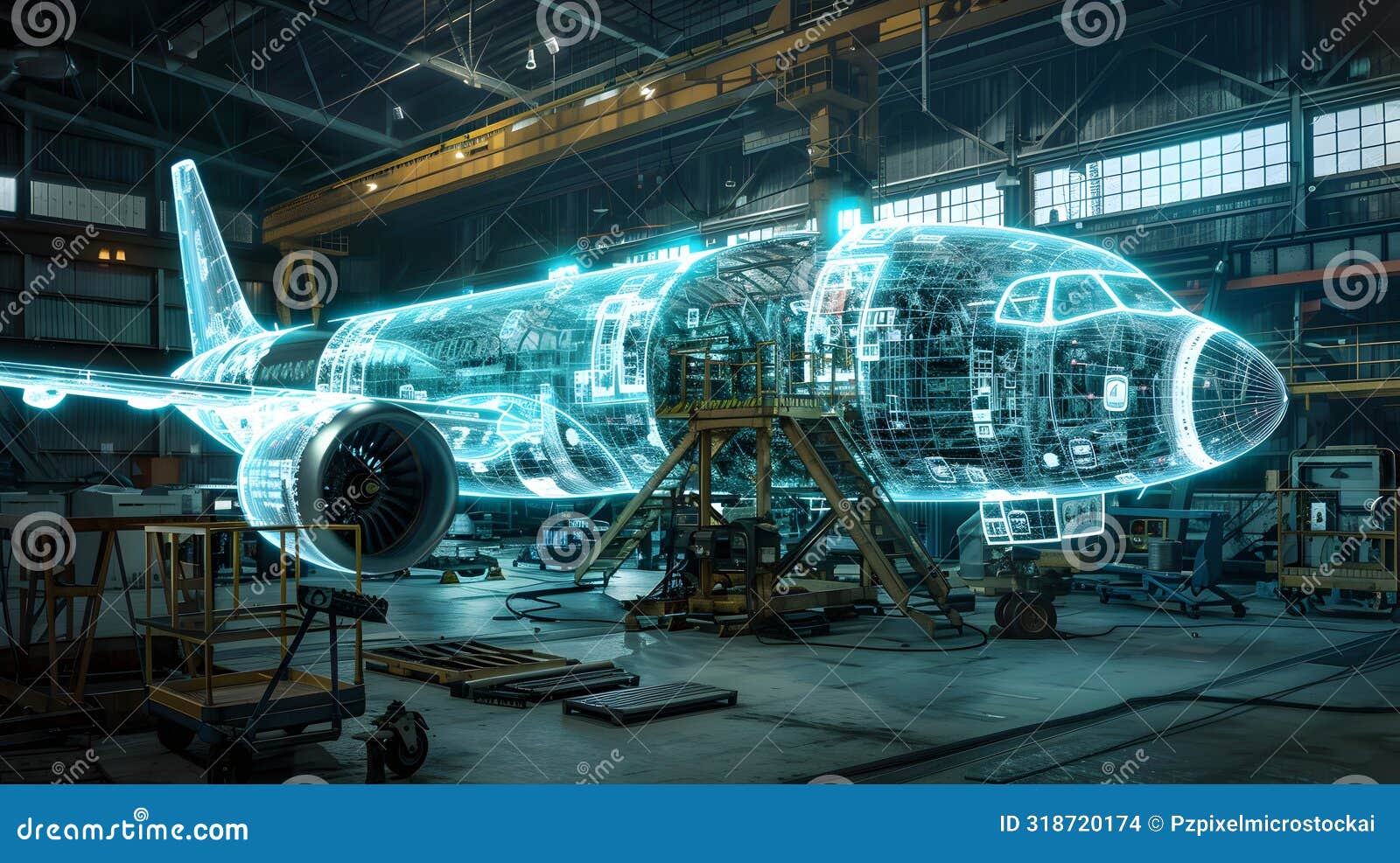 A Large Airplane is Being Built in a Hangar Generated by AI Stock ...