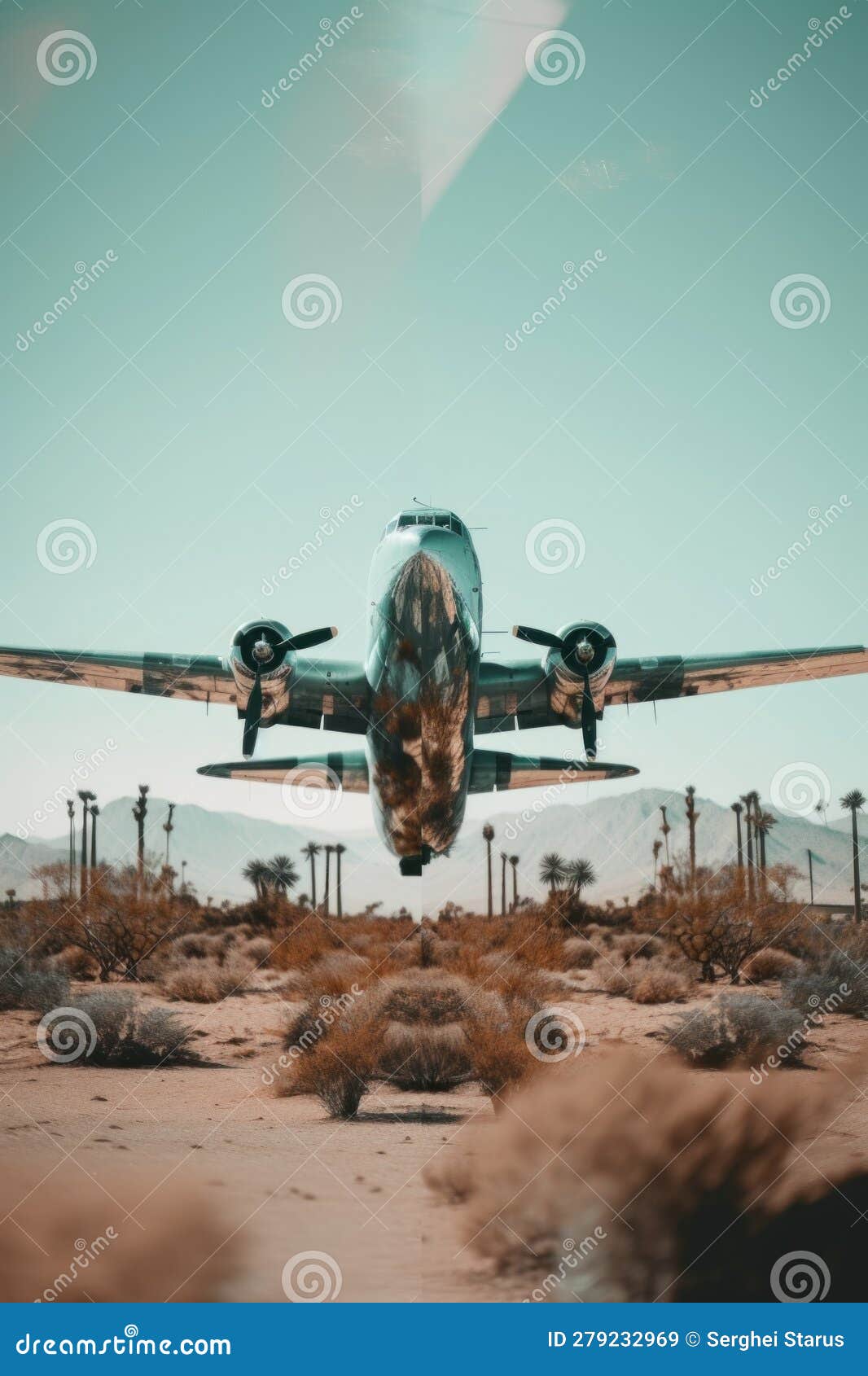 A Large Airplane Flying Over a Desert Area. Generative AI Image. Stock ...