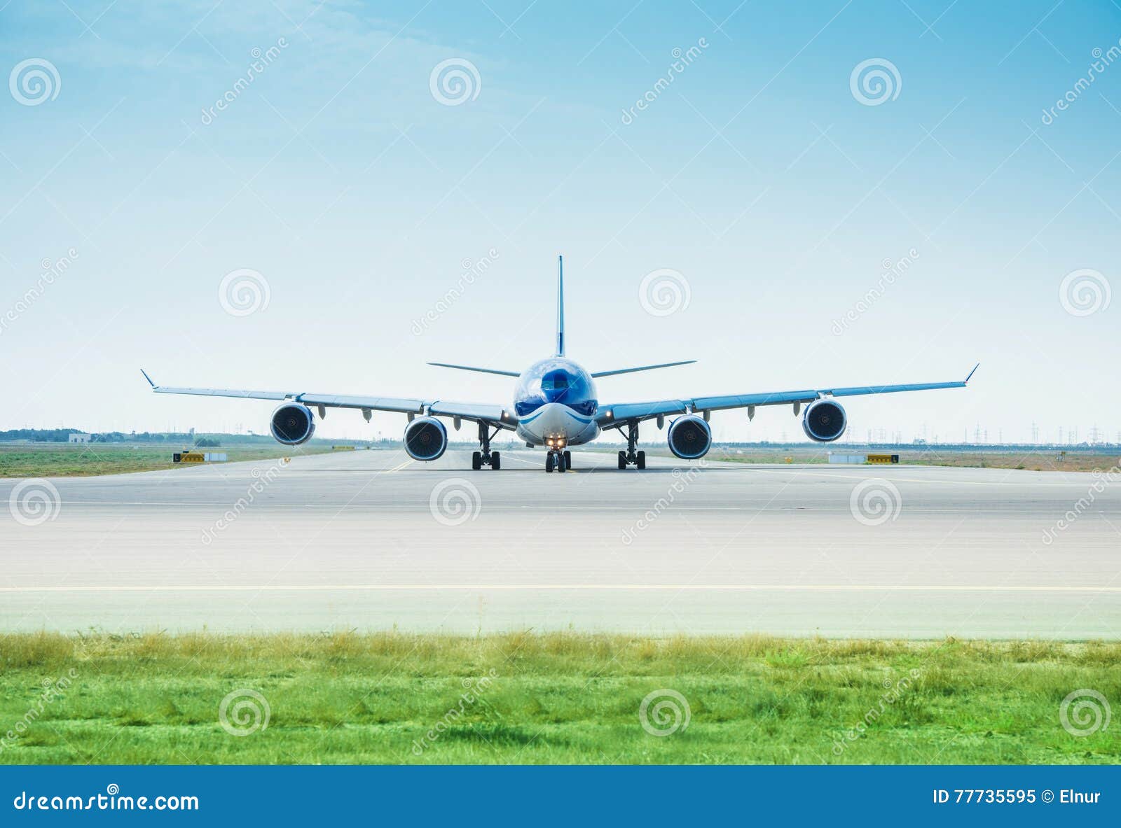 The Large Airplane on the Runway Ready for Takeoff Stock Image - Image ...