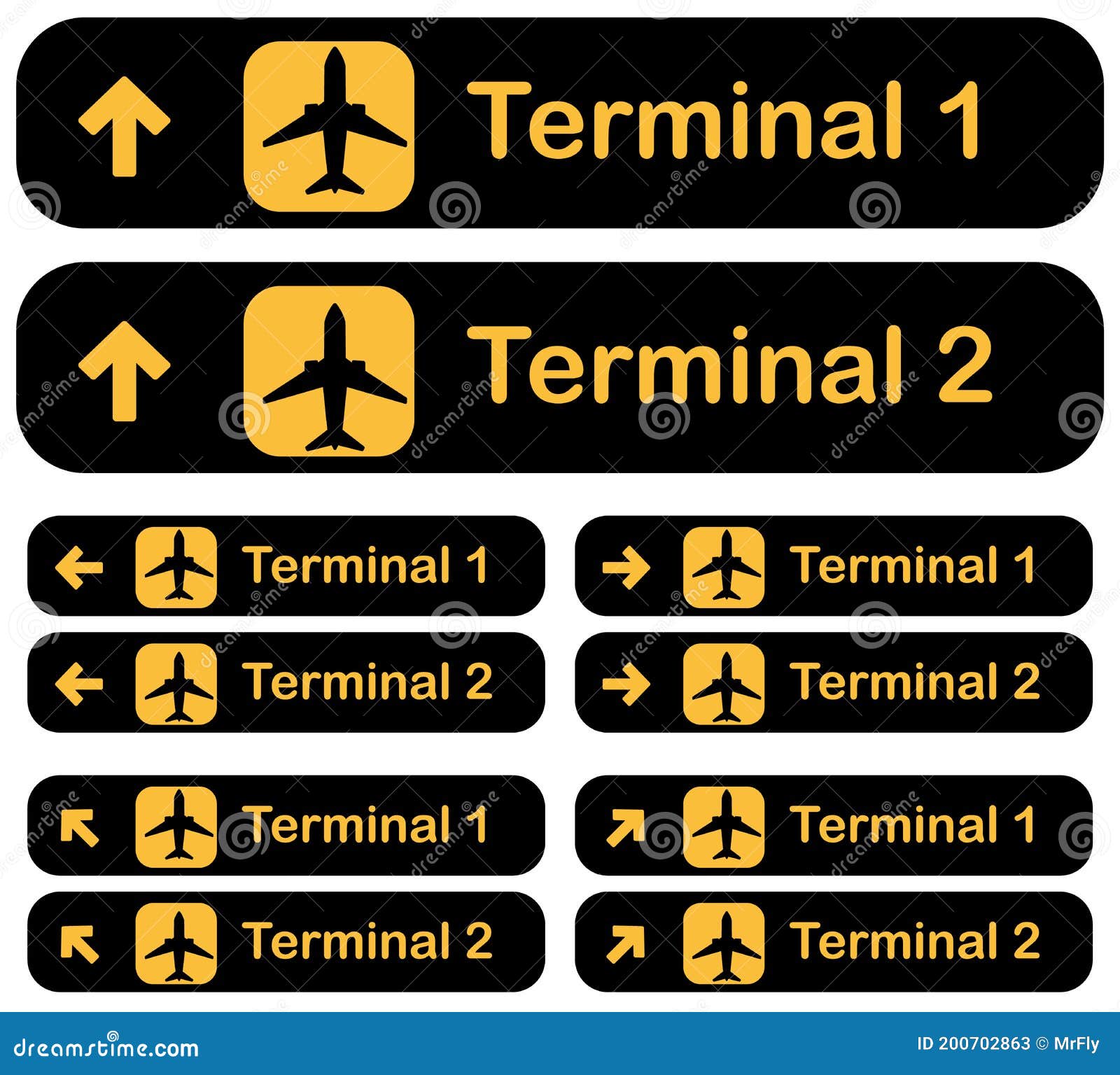 Airport Terminal Dirrection Signs Set, Vector Illustration Stock Vector ...
