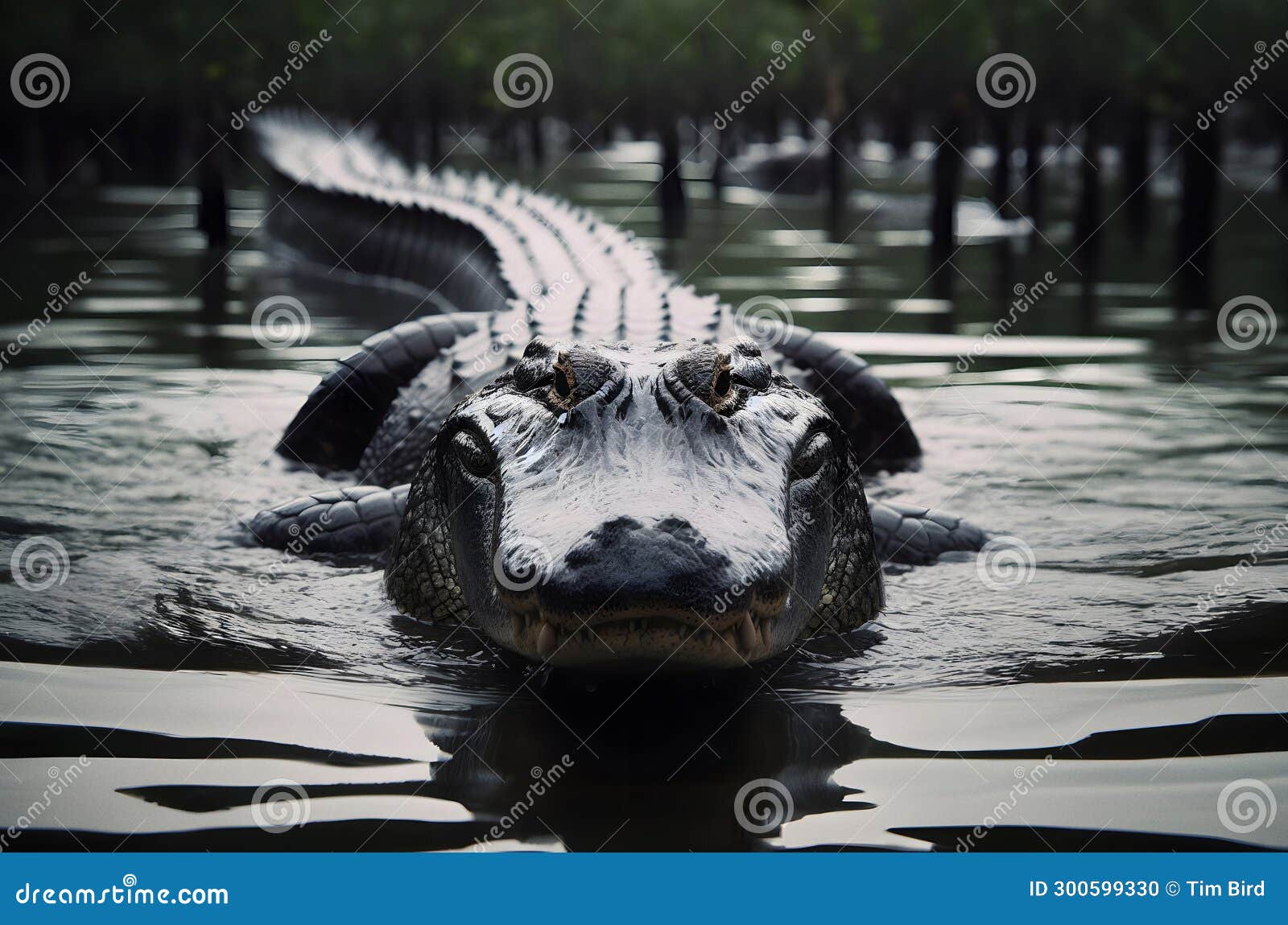 Large Alligator in Shallow Swamp Stock Photo - Image of land, life ...