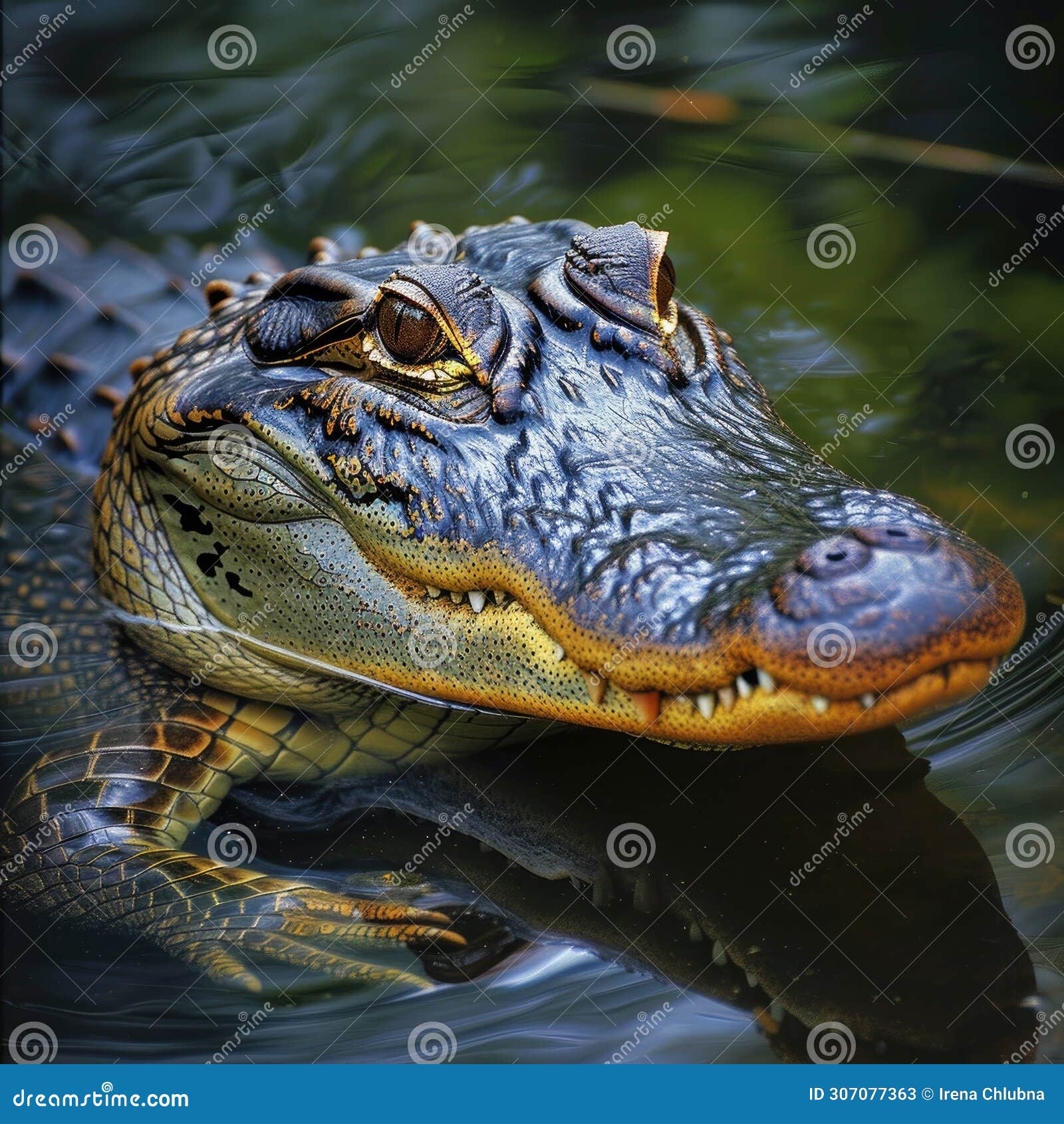 Large Alligator in the Water Stock Illustration - Illustration of ...
