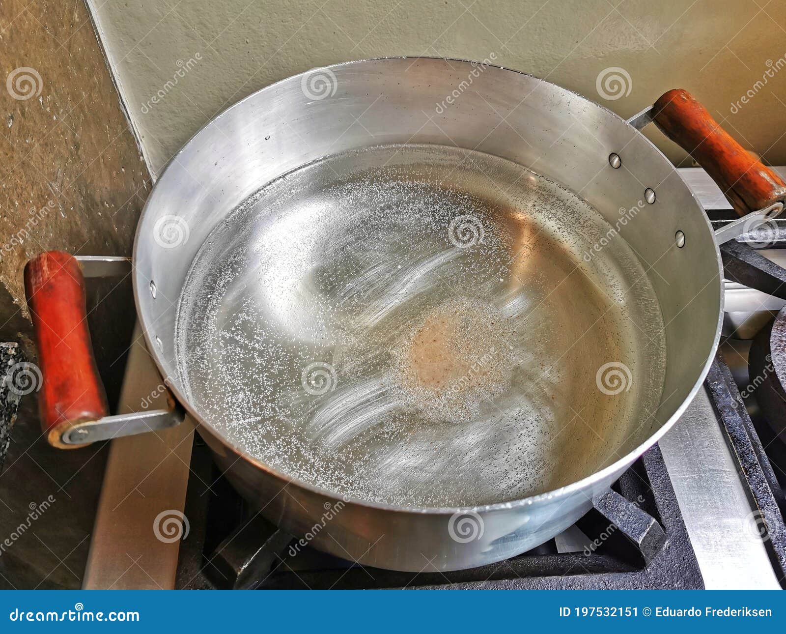 Large Aluminum Pan with Boiling Water Stock Image - Image of steel ...