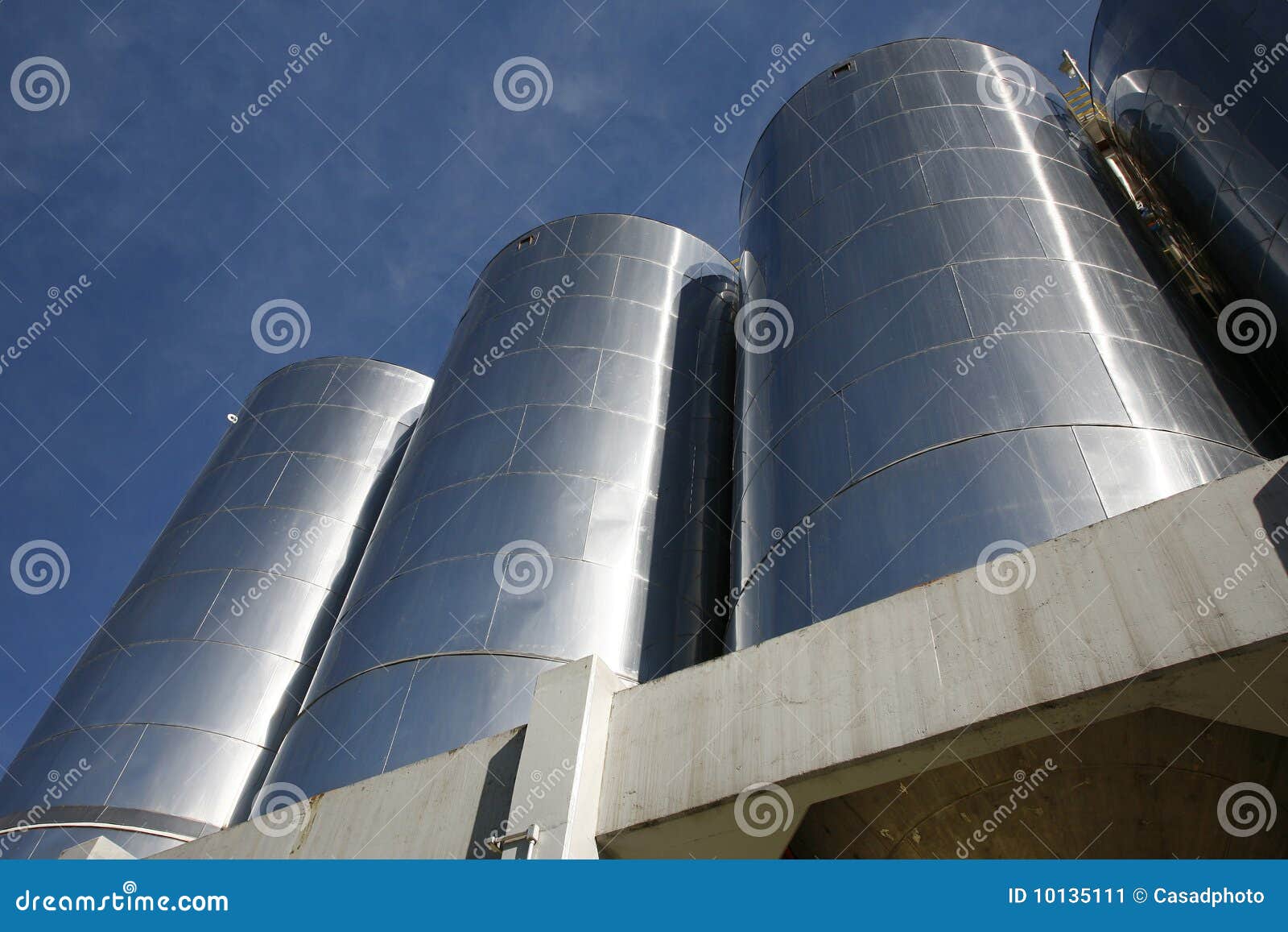 Large aluminum tanks stock image. Image of iron, modern - 10135111