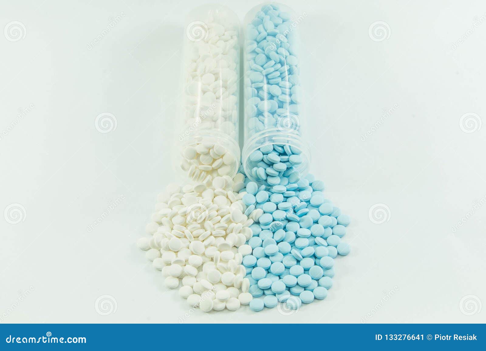 Blue and White Tablets Felt from Container. Stock Image - Image of drug ...