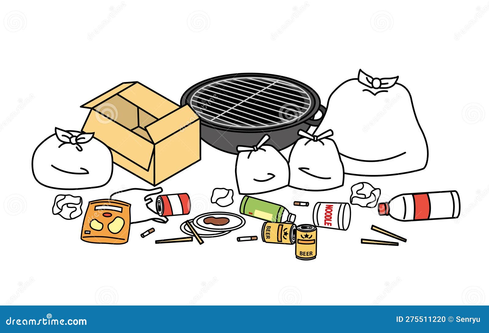 Illegally Dumped Trash In Rivers Vector Illustration | CartoonDealer ...
