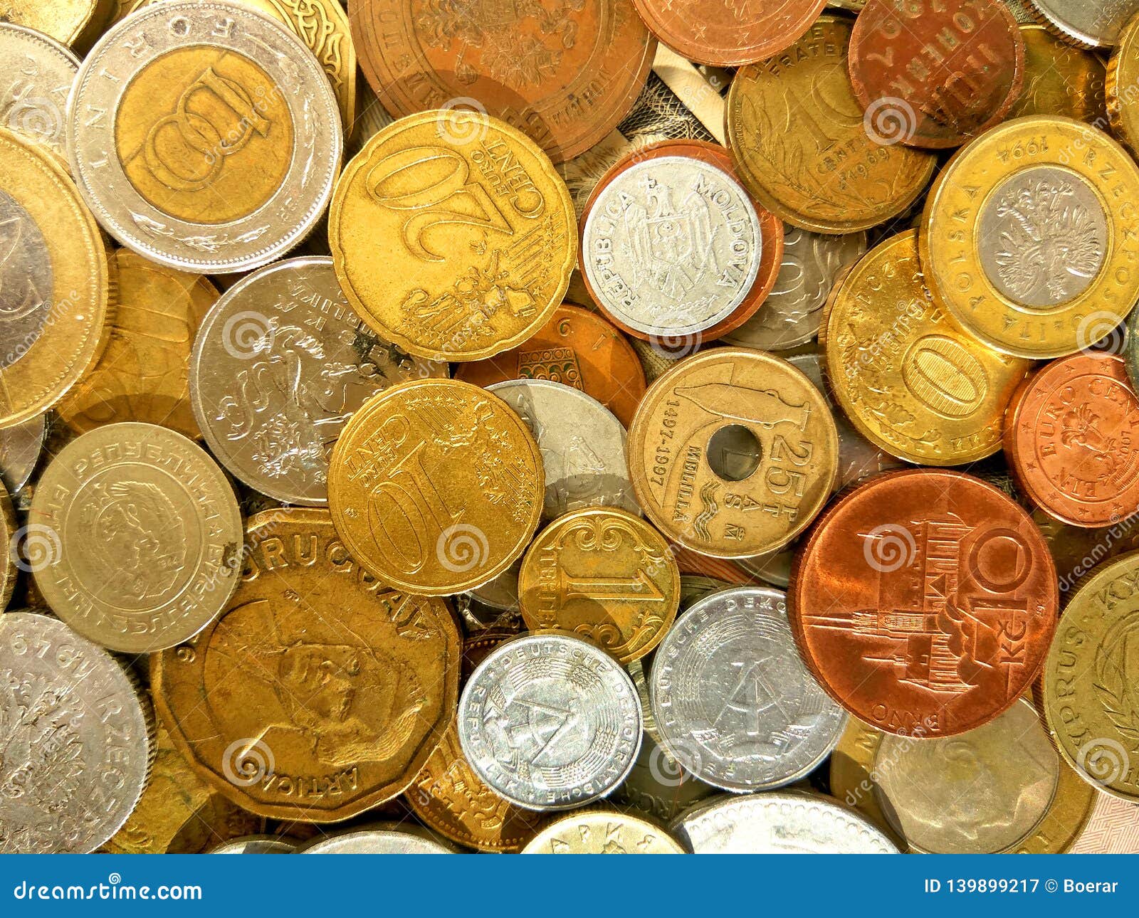 Large Amount of Old Money Coins of Different Countries on Dollar ...