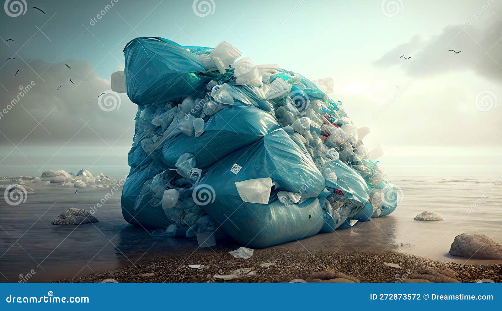 Large Amount of Plastic Trash Dumped on the Beach. AI Generated Stock ...