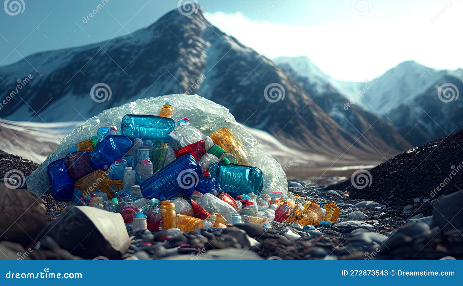 Large Amount of Plastic Trash Dumped on the Mountain. AI Generated ...