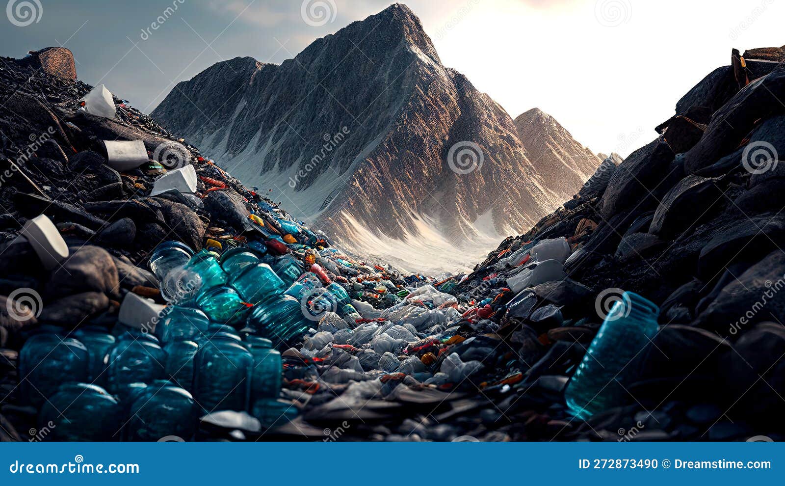 Large Amount of Plastic Trash Dumped on the Mountain. AI Generated ...