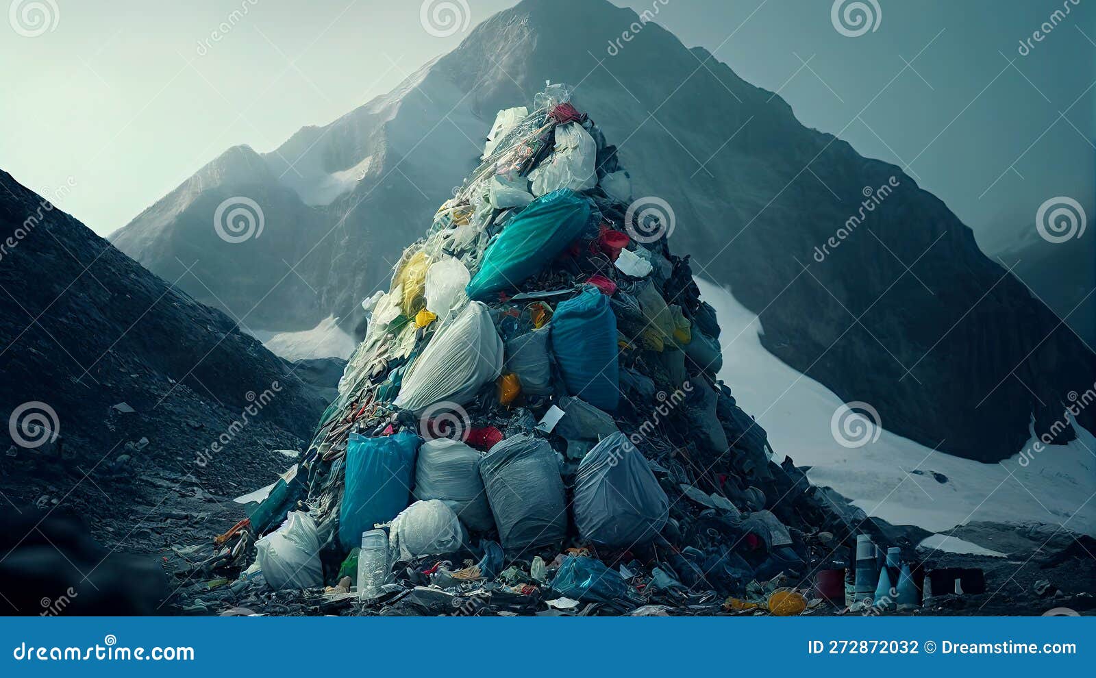Large Amount of Plastic Waste Dumped on the Mountain. AI Generated ...