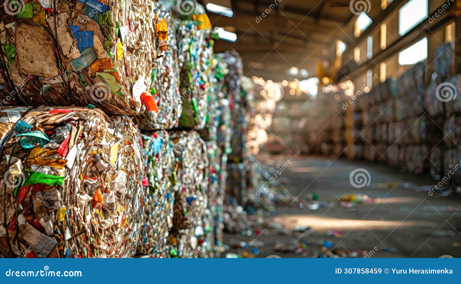 Large Amount of Trash Piled Up in a Warehouse at a Garbage Processing ...