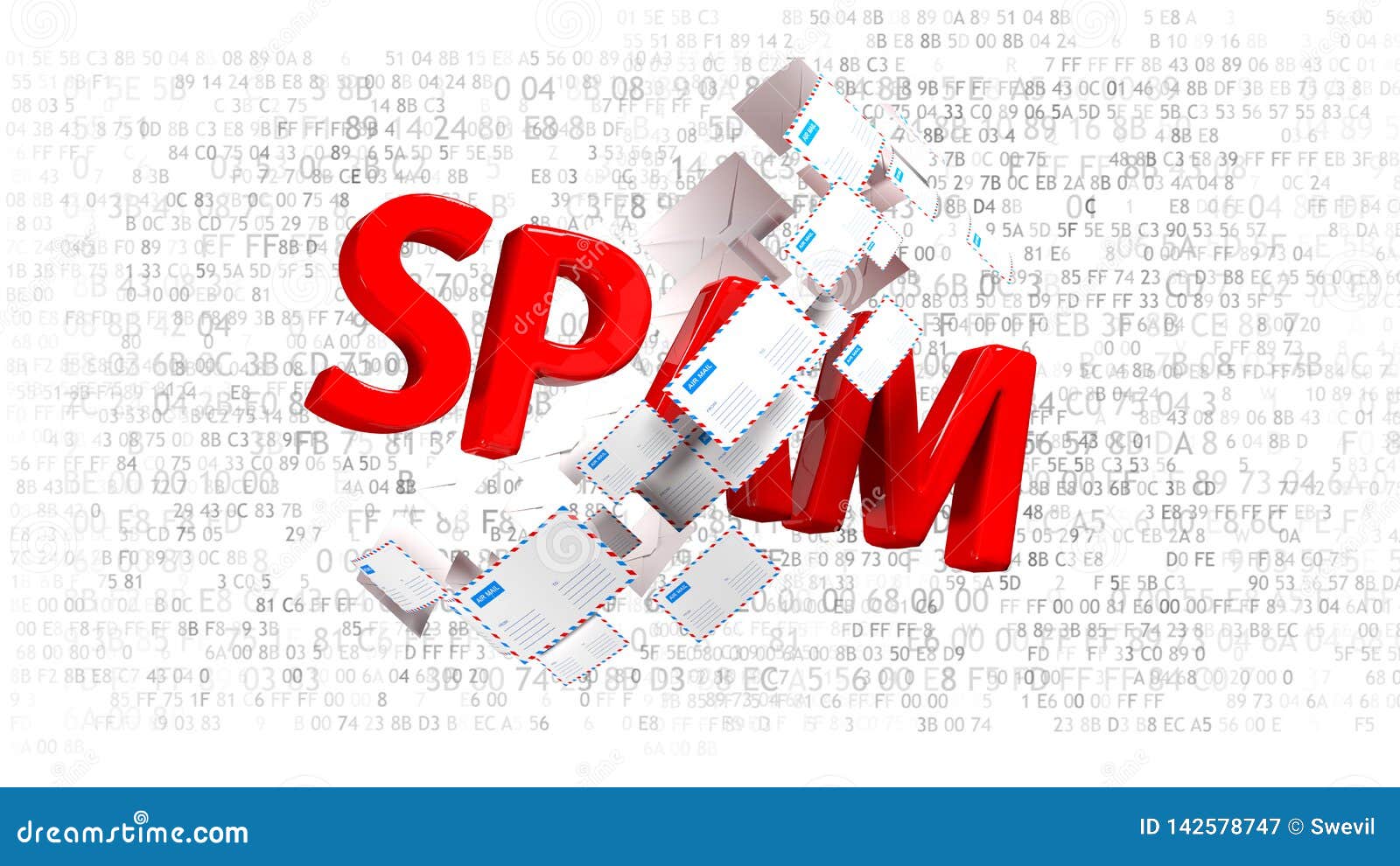 Large Amounts of Spam. Many Emails. Internet Threat. Stock Image ...