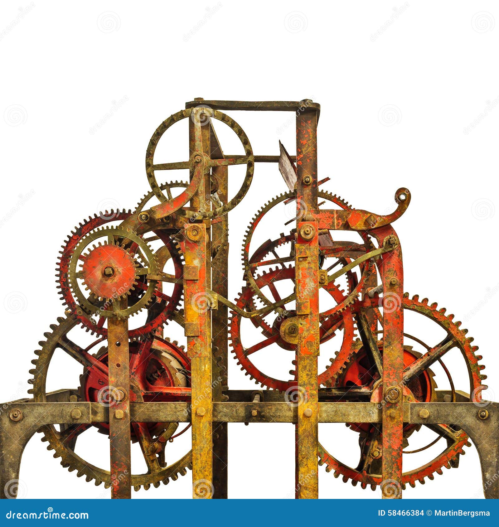 Large Ancient Church Clock Mechanism Isolated on White Stock Photo ...