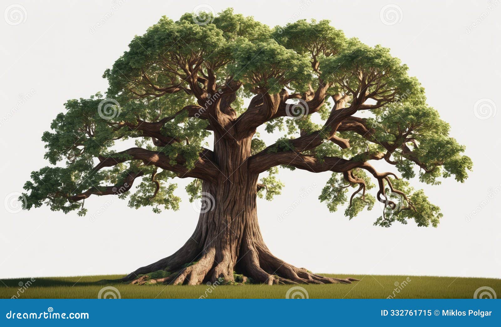 A Large, Ancient Oak Tree Stands Tall Against a White Background Stock ...