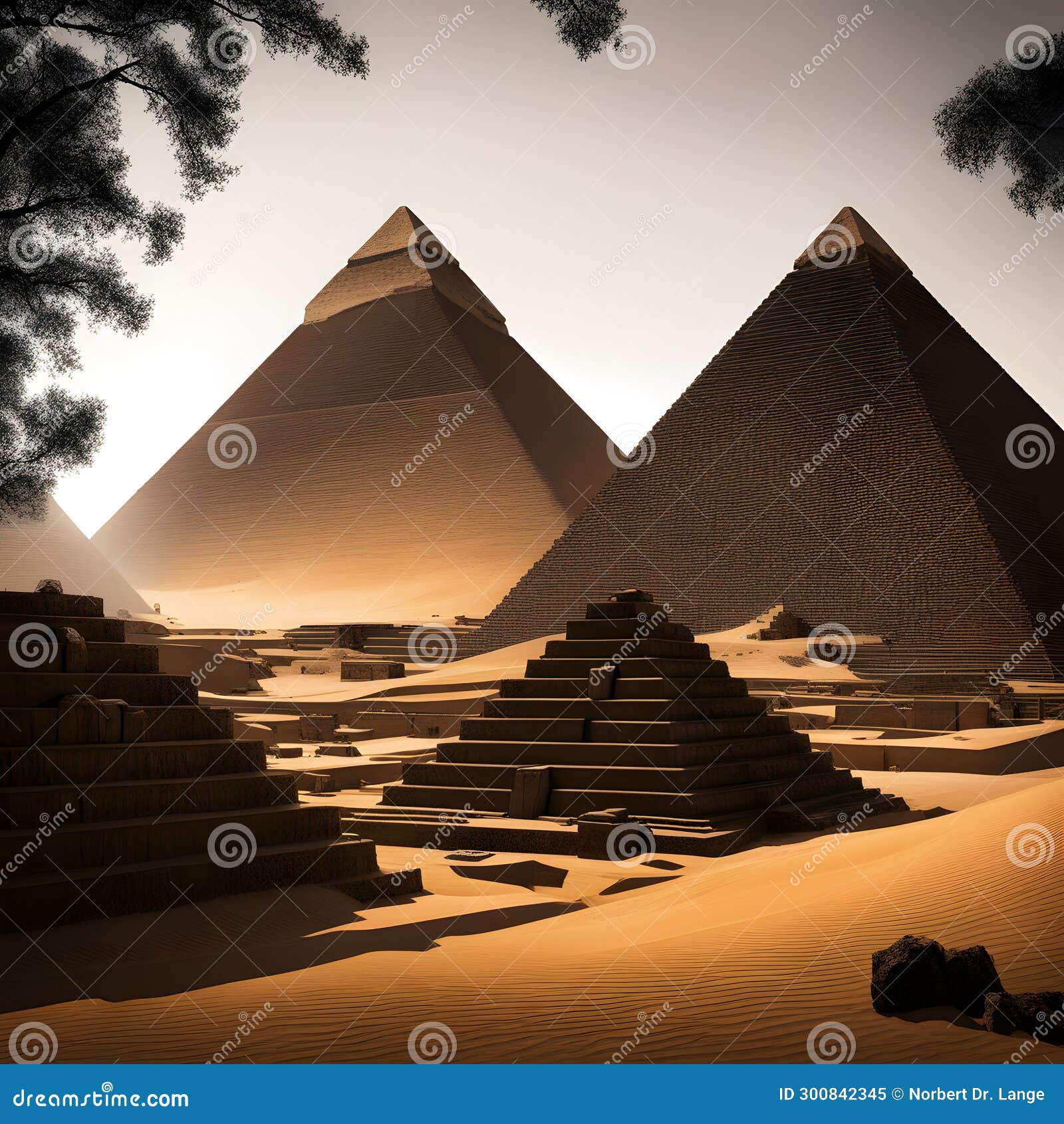 Large Ancient Pyramids, Ai-generatet Stock Illustration - Illustration ...