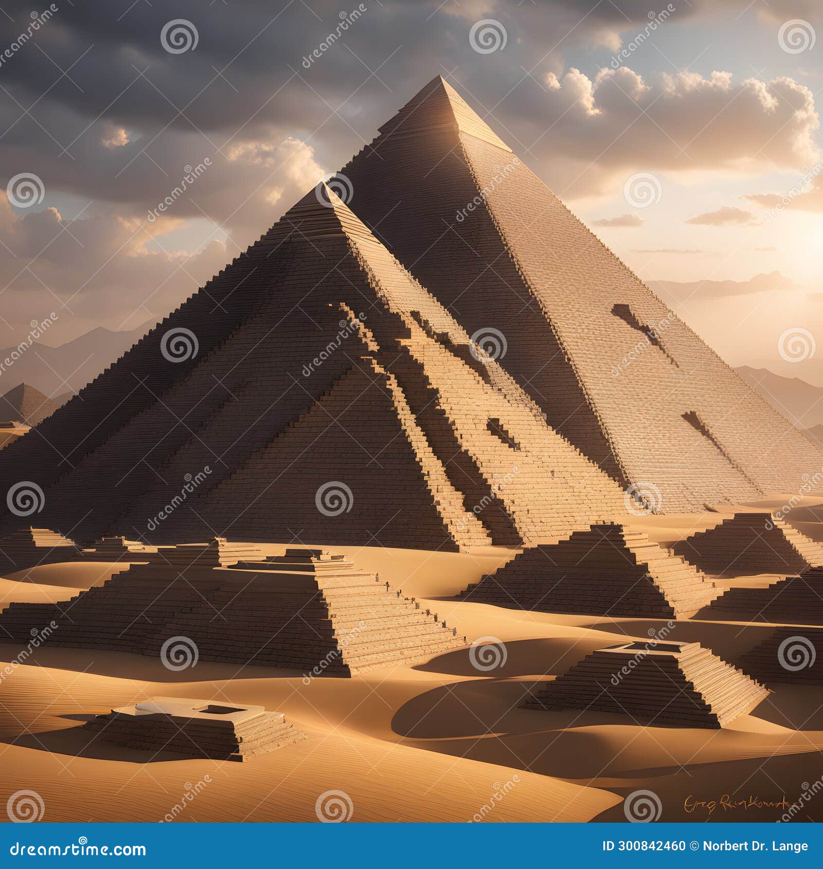 Large Ancient Pyramids, Ai-generatet Stock Illustration - Illustration ...