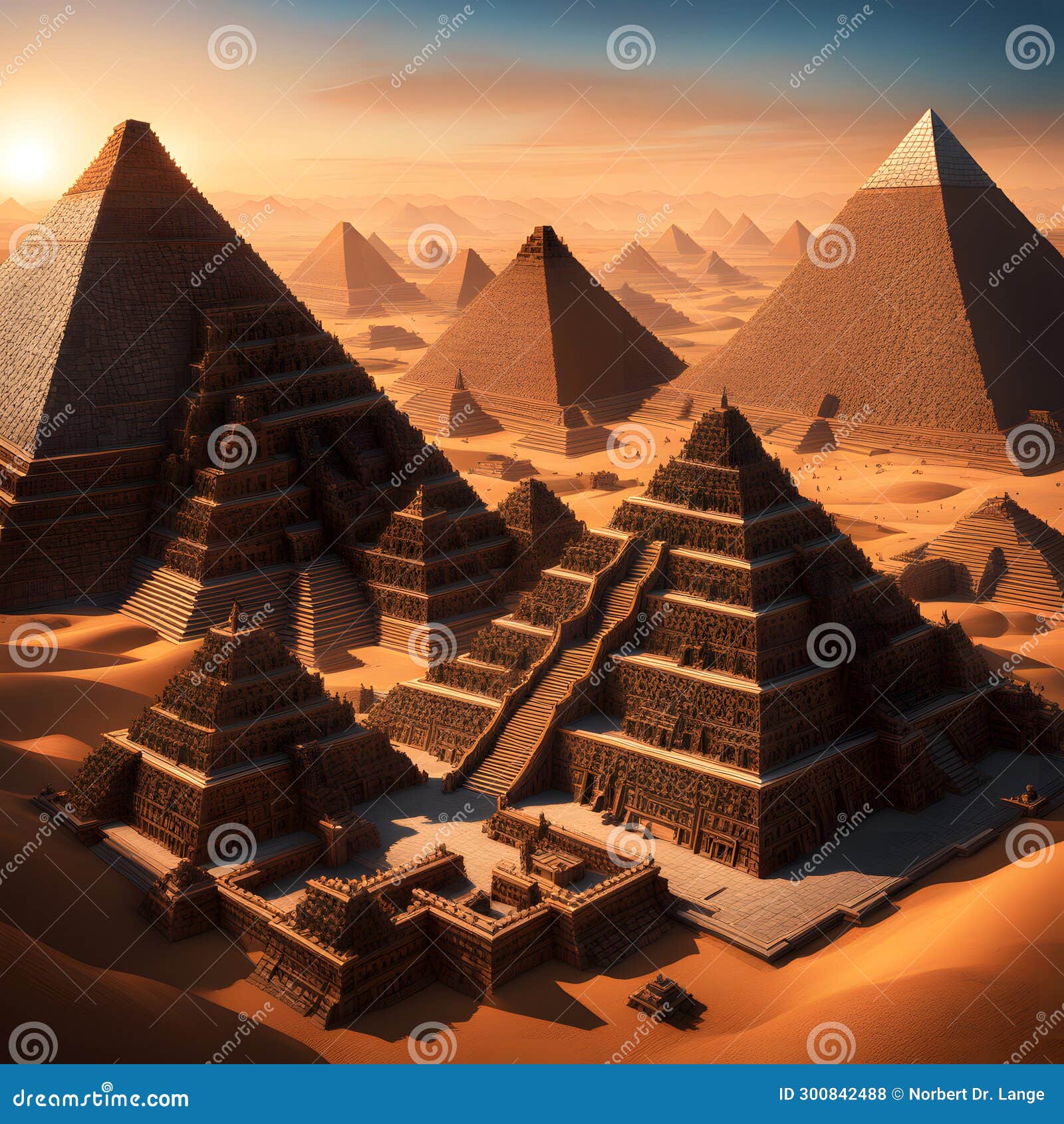Large Ancient Pyramids, Ai-generatet Stock Illustration - Illustration ...