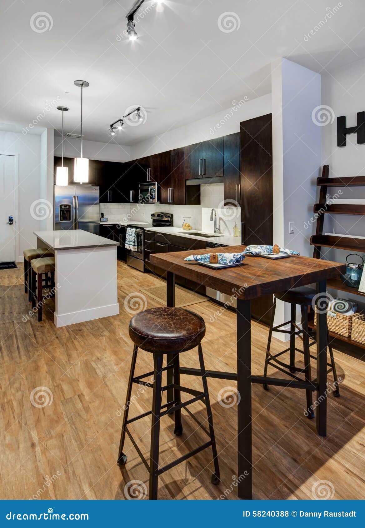 Large Apartment Dining Room and Kitchen Stock Photo - Image of kitchen ...
