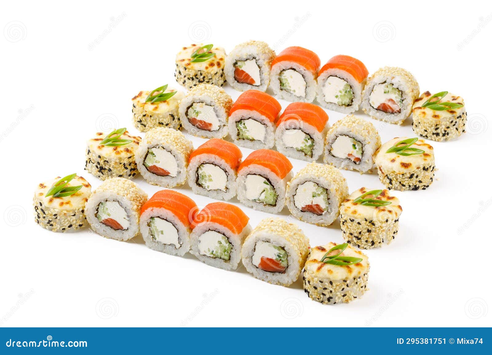 Large Appetizing Set of Rolls: Eel and Pear, Phyllo Roll with Shrimp ...