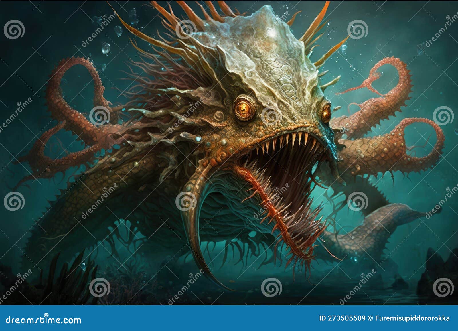 A Large, Aquatic Creature with Multiple Sharp Teeth Generative AI Stock ...