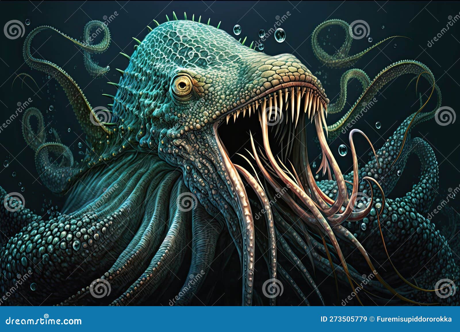 A Large, Aquatic Creature with Multiple Sharp Teeth Generative AI Stock ...