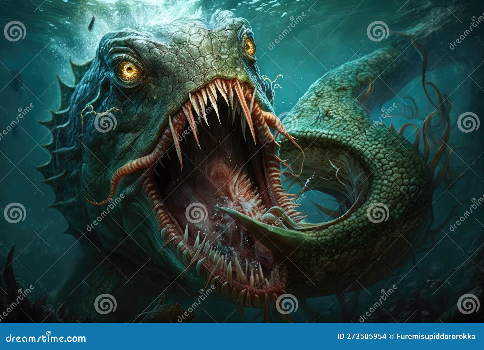 A Large, Aquatic Creature with Multiple Sharp Teeth Generative AI Stock ...