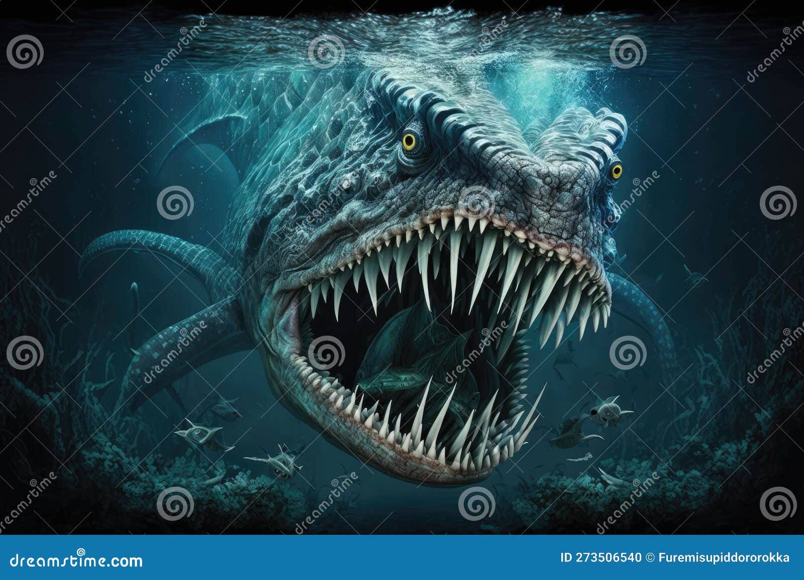 A Large, Aquatic Creature with Multiple Sharp Teeth Generative AI Stock ...