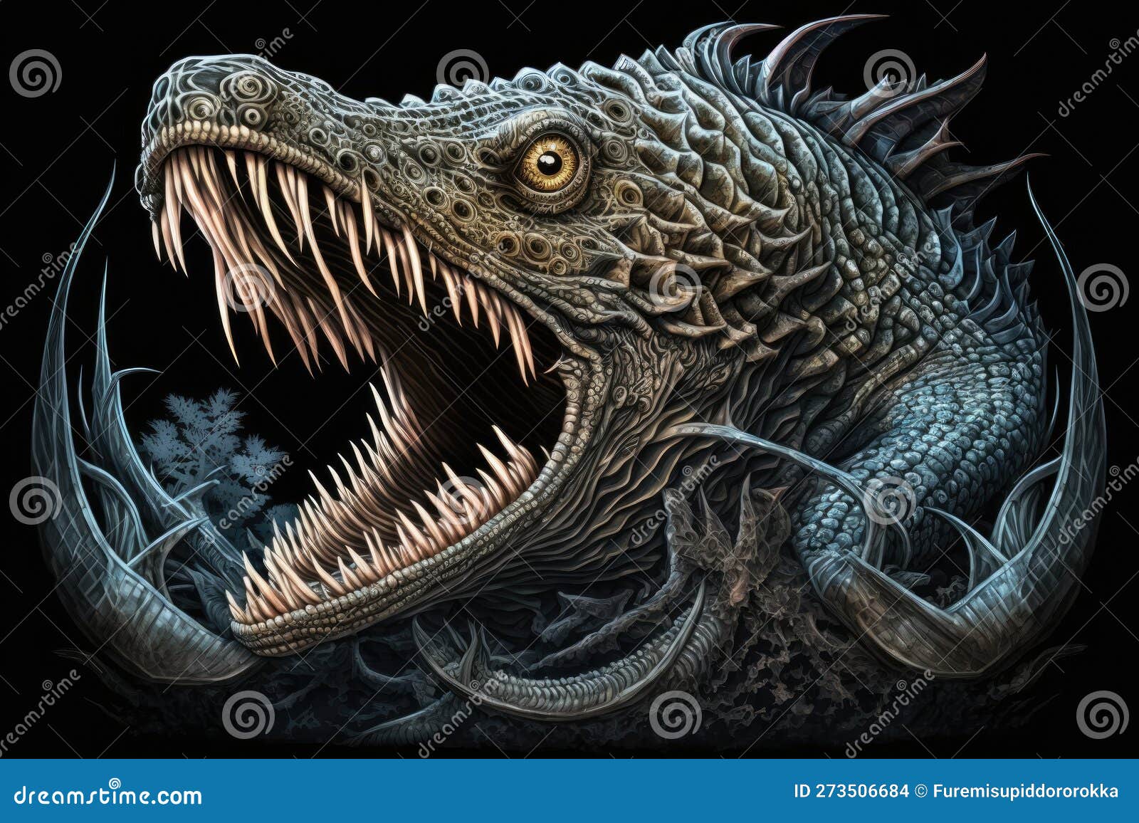 A Large, Aquatic Creature with Multiple Sharp Teeth Generative AI Stock ...