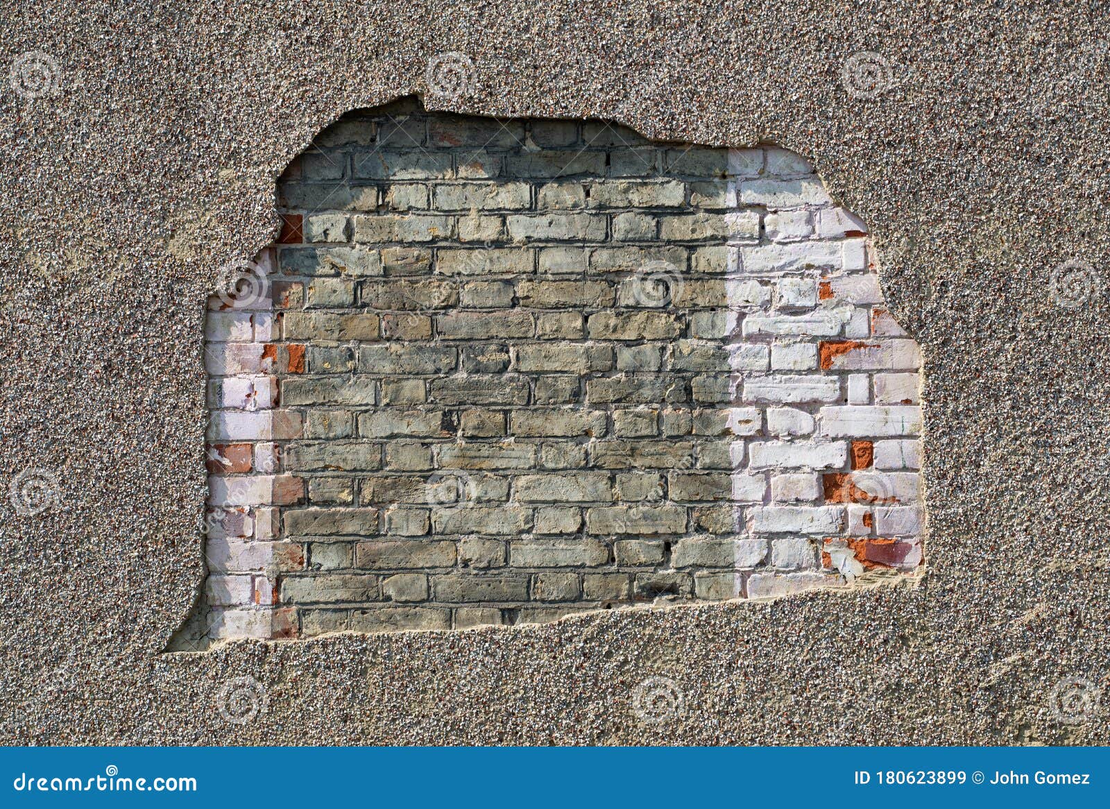 Damaged Rendering on House Exterior. Stock Image - Image of ...