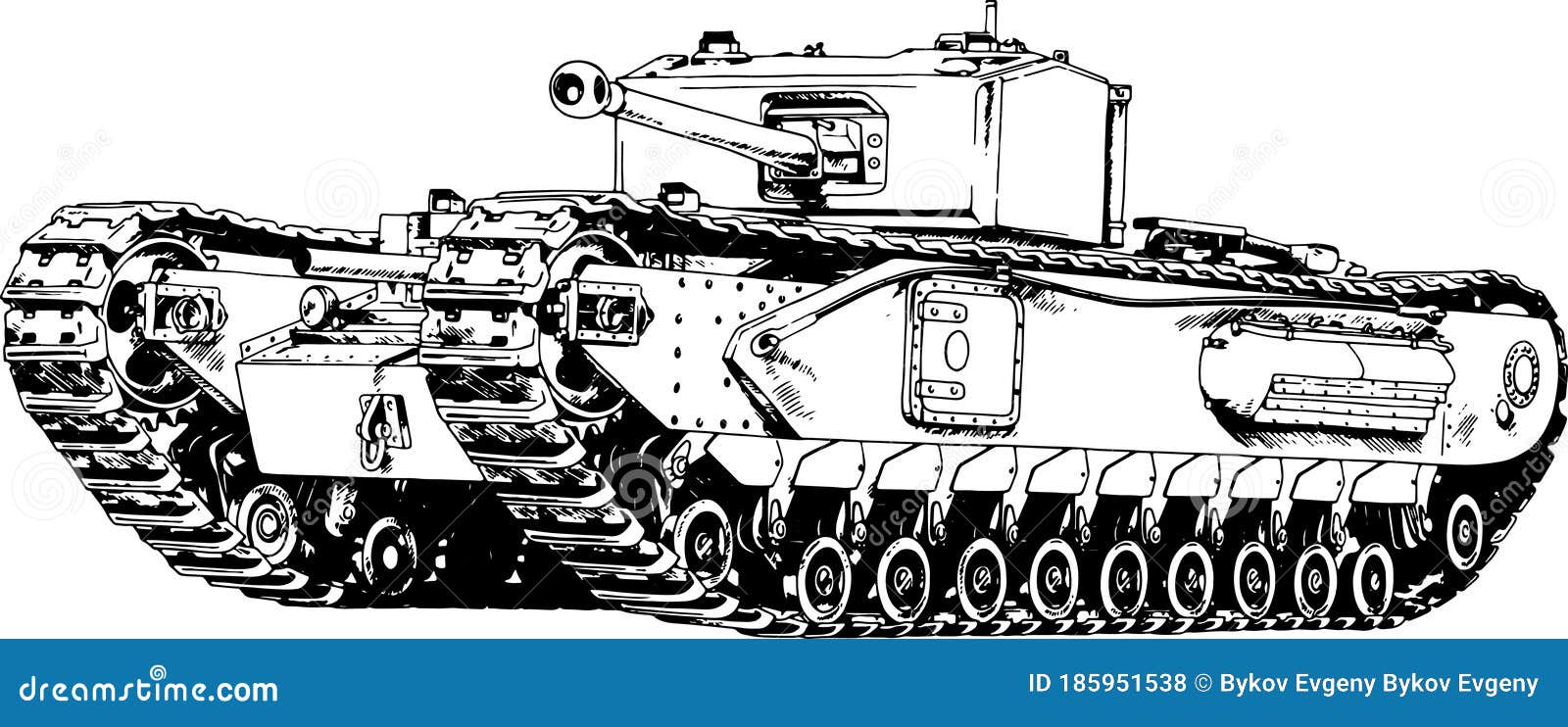 Large Armored Heavy Tank with a Powerful Gun, Hand-drawn Ink Sketch ... Large Armored Heavy Tank with a Powerful Gun, Hand-drawn Ink Sketch ...