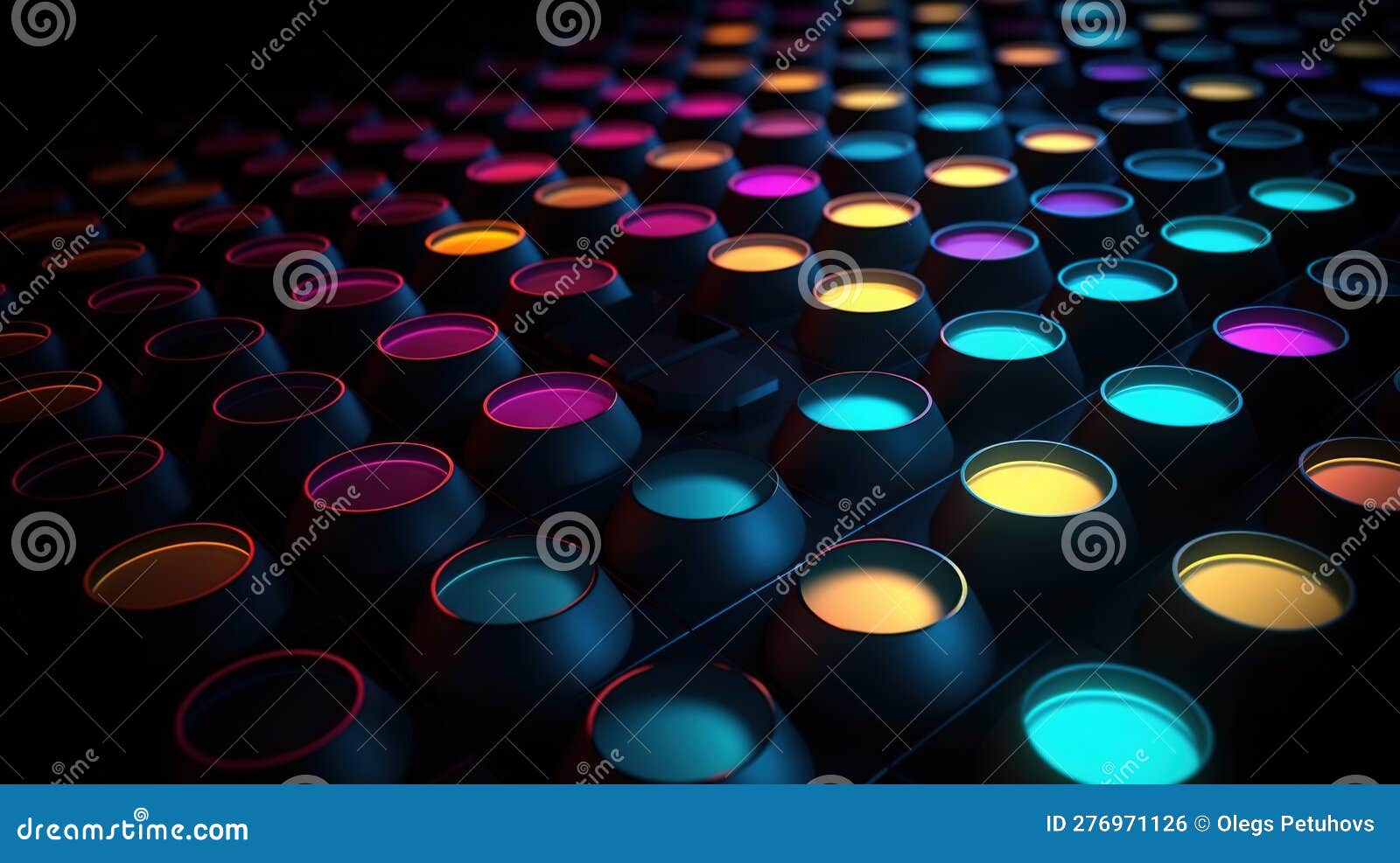 A Large Array of Colored Lights in a Dark Room with a Black Background ...