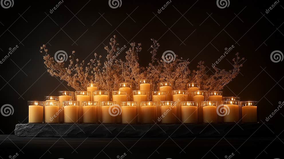 A Large Array of Glowing Candles Brightens the Space, Enhancing the ...
