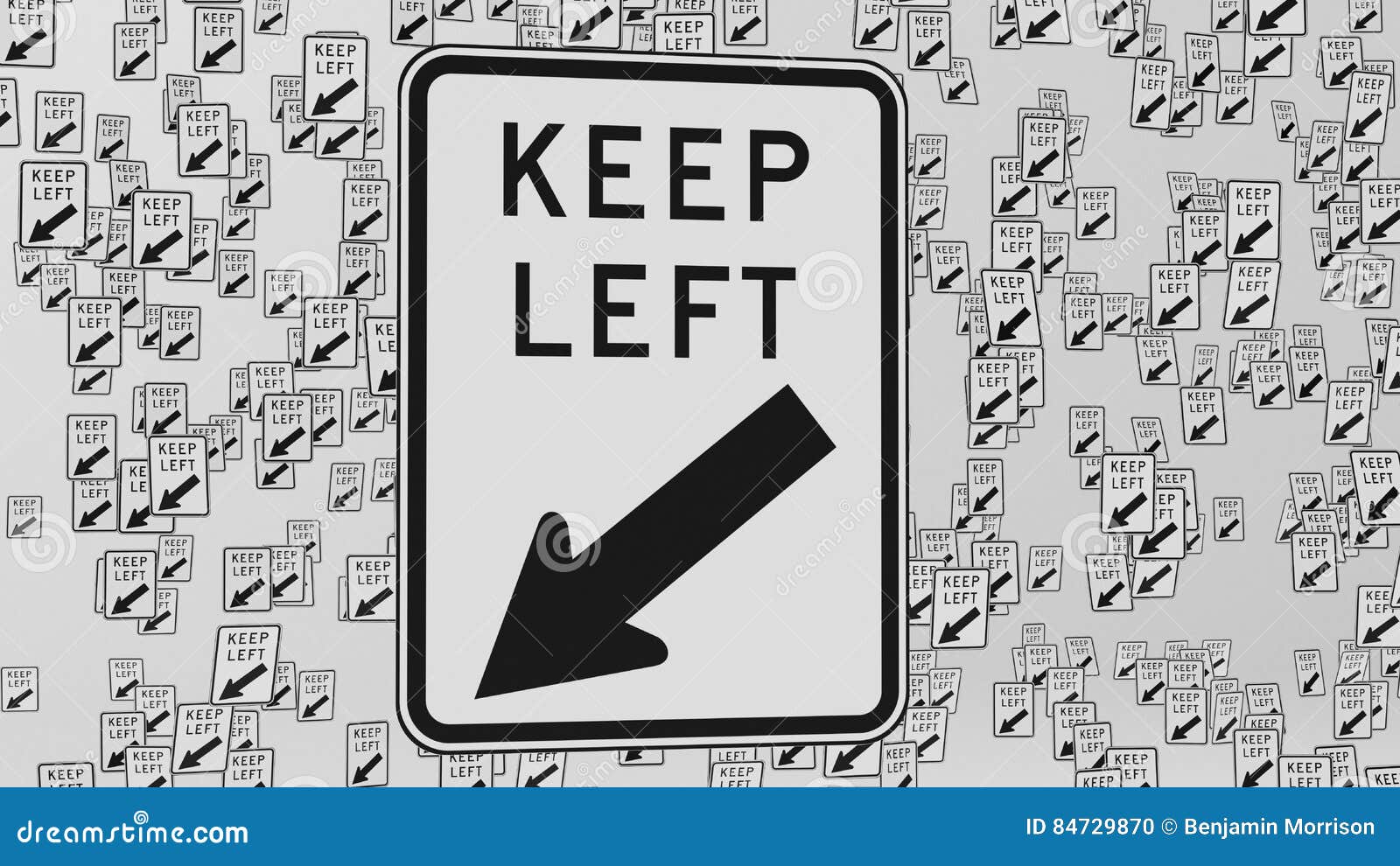 Large Array of Keep Left Traffic Signs Floating in White Space Stock ...