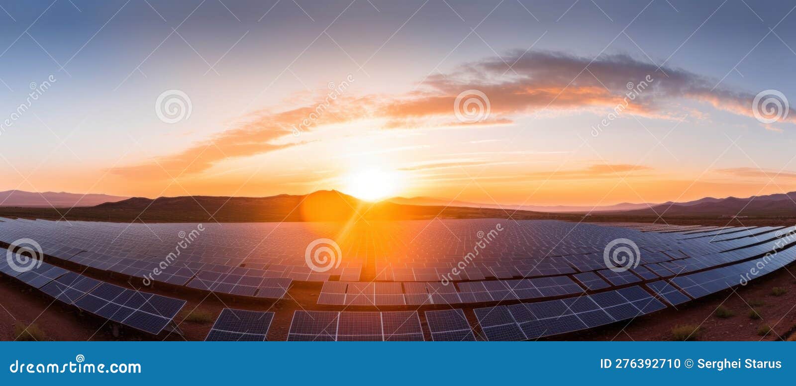 A Large Array of Solar Panels in the Desert. AI Generative Image. Stock ...