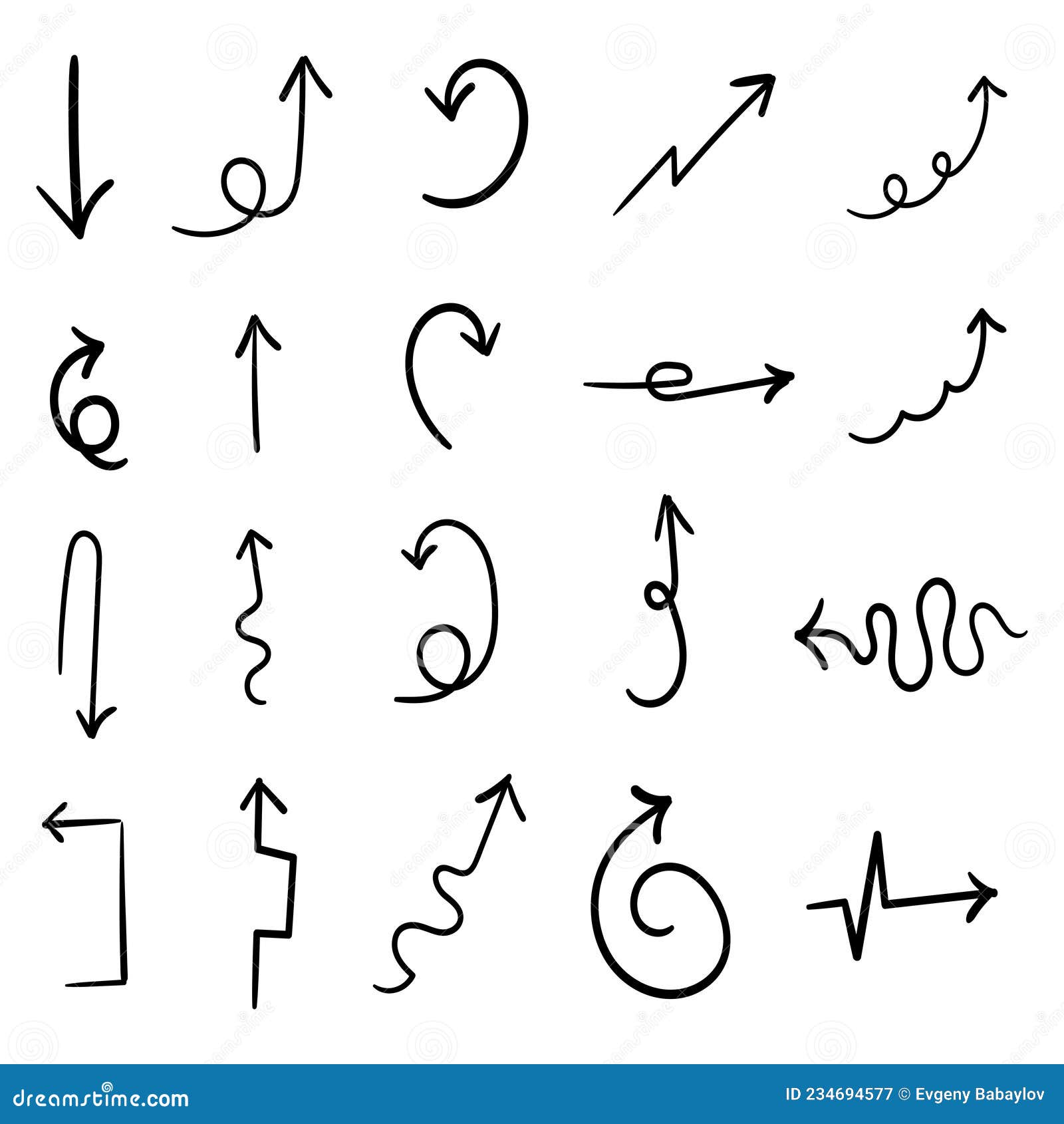 Large Assembly of Different Arrows, Many Sizes of Symbols Stock Vector ...