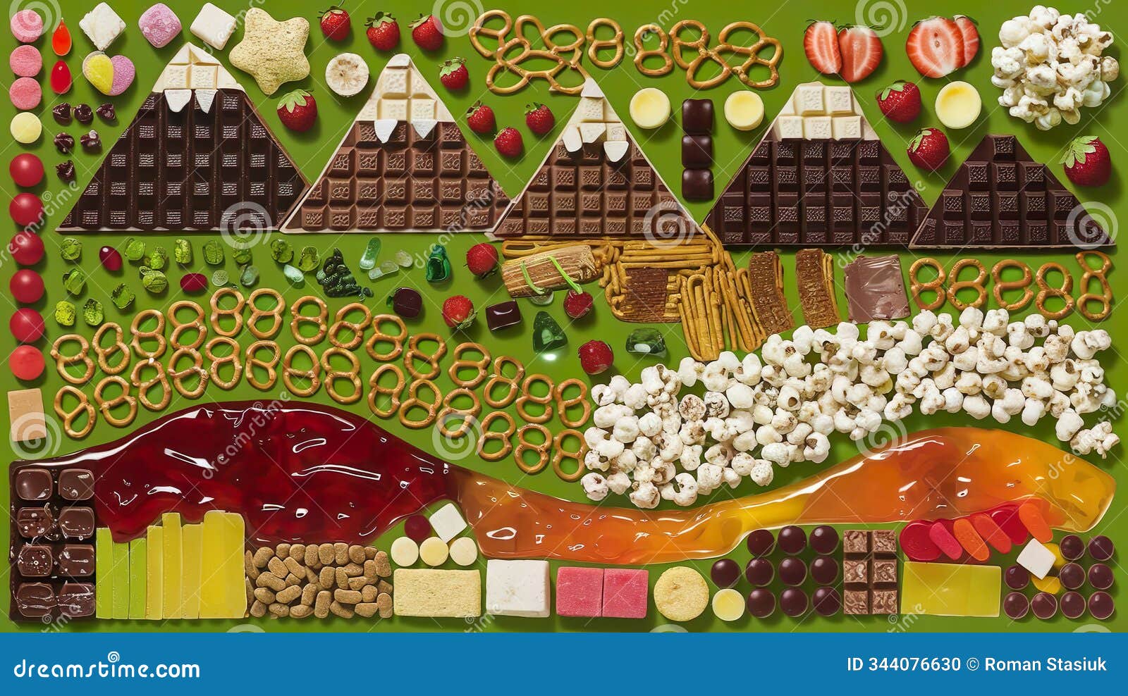 Large Assortment of Food. Food Art Stock Illustration - Illustration of ...