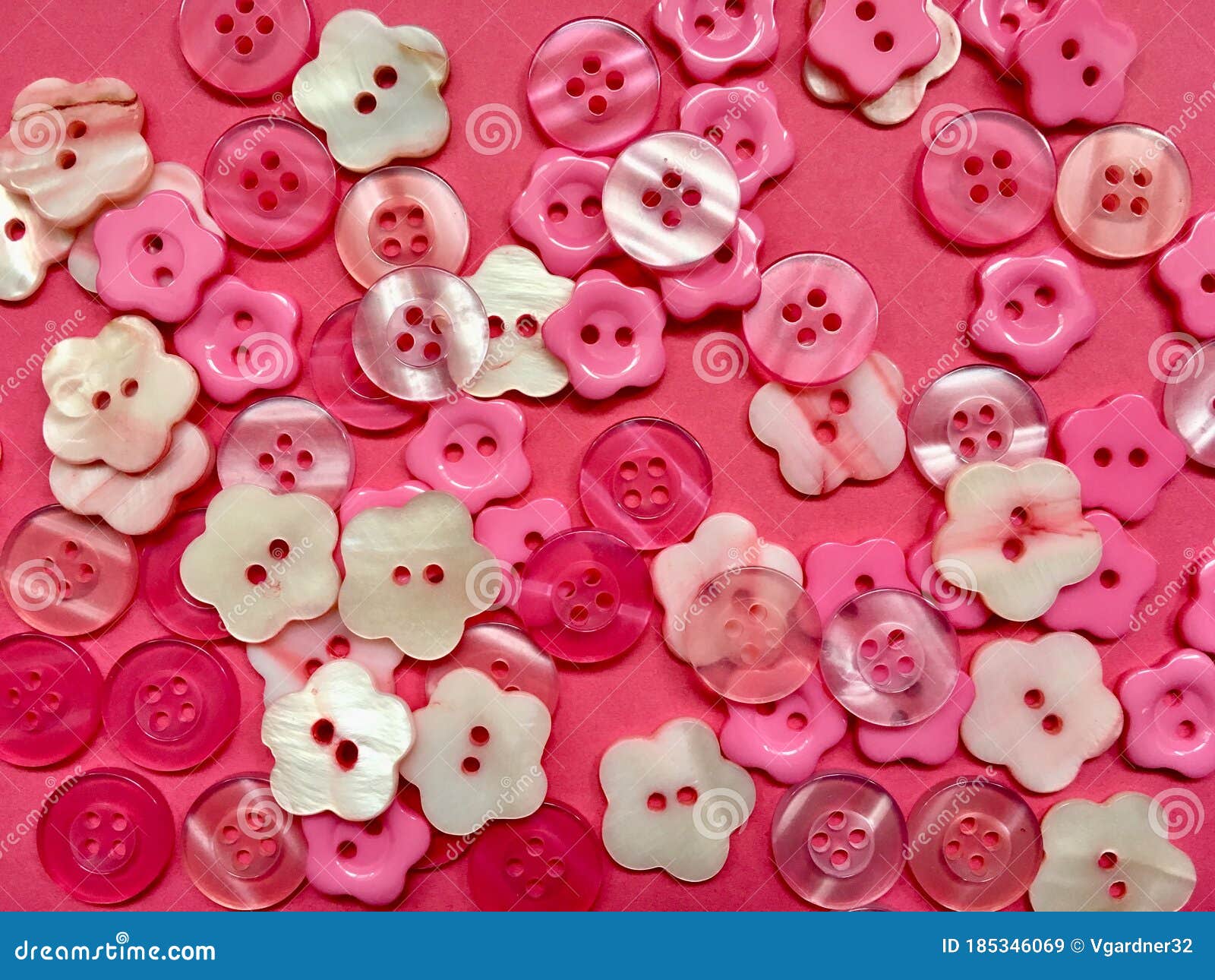 A Large Assortment of Pink Buttons Stock Image - Image of background ...