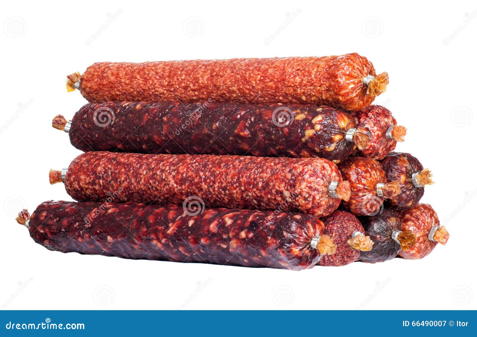 A Large Assortment of Salami Isolated Stock Image - Image of smoked ...
