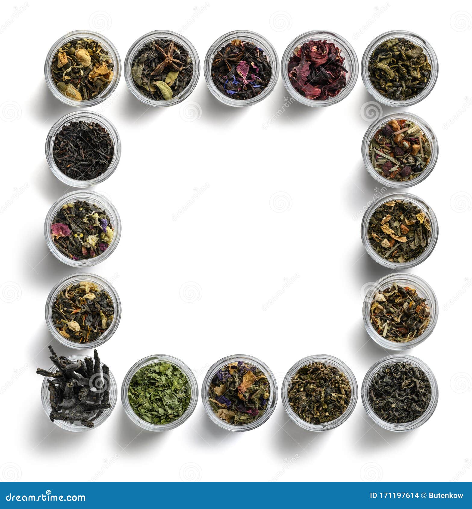 Large Assortment of Teas in the Form of a Frame on a White Background ...