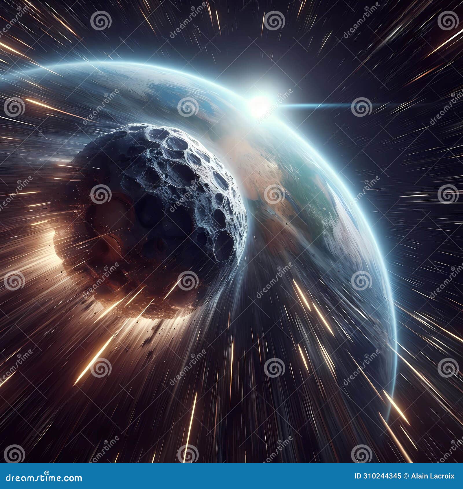Large Asteroid Collision Course Stock Illustration - Illustration of ...