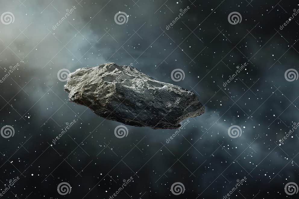 Large Asteroid Floating in Outer Space with Nebulas Stock Illustration ...