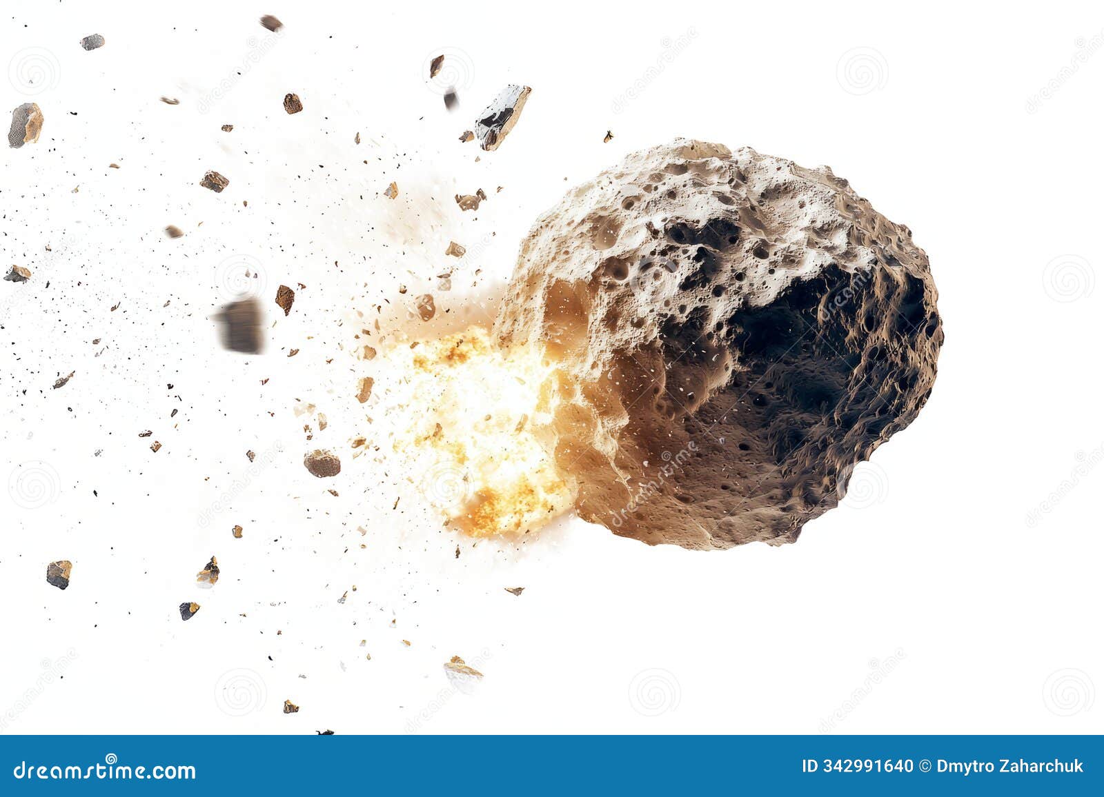 Large Asteroid in the Process of Exploding, Small Parts Flying Off ...