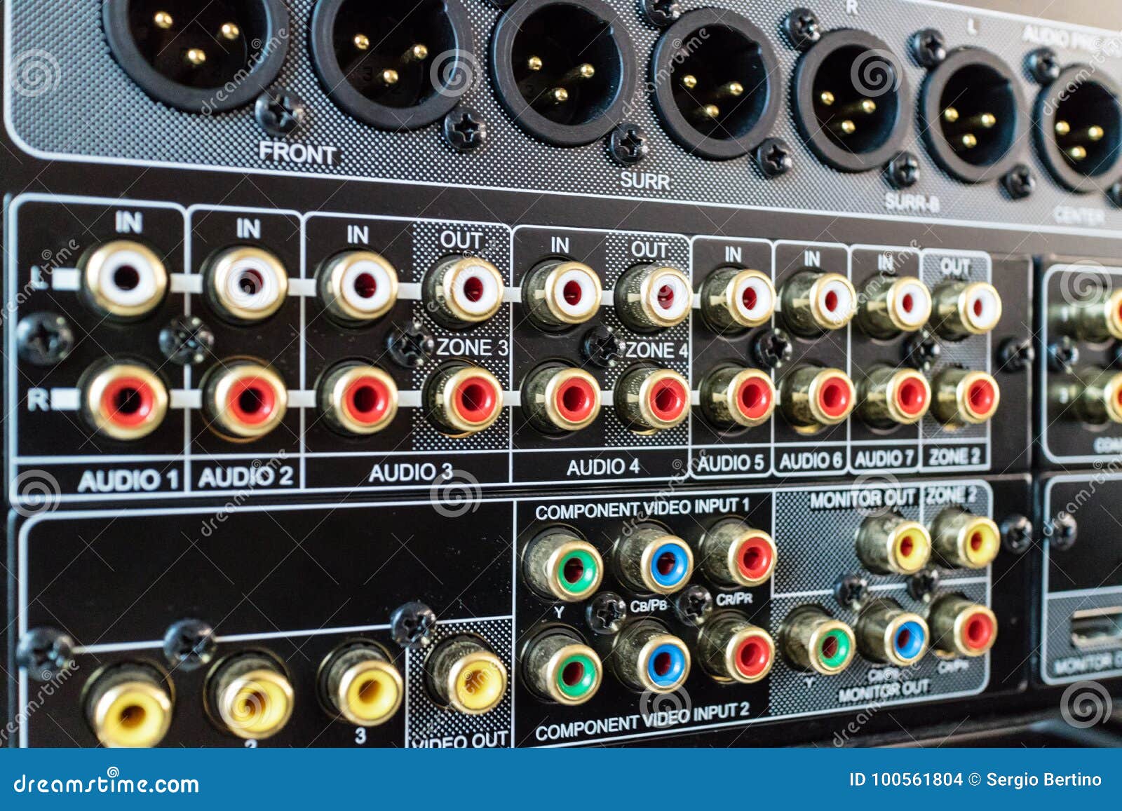 Audio Visual Coaxial Socket Panel Stock Photo - Image of left, output ...
